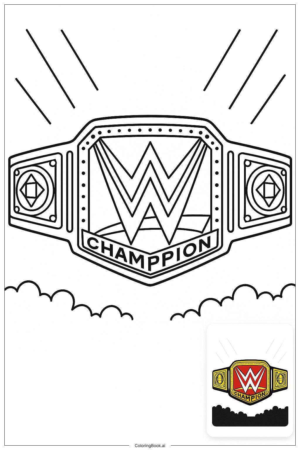 Wwe Championship Belt World Wrestling Coloring Page Printable