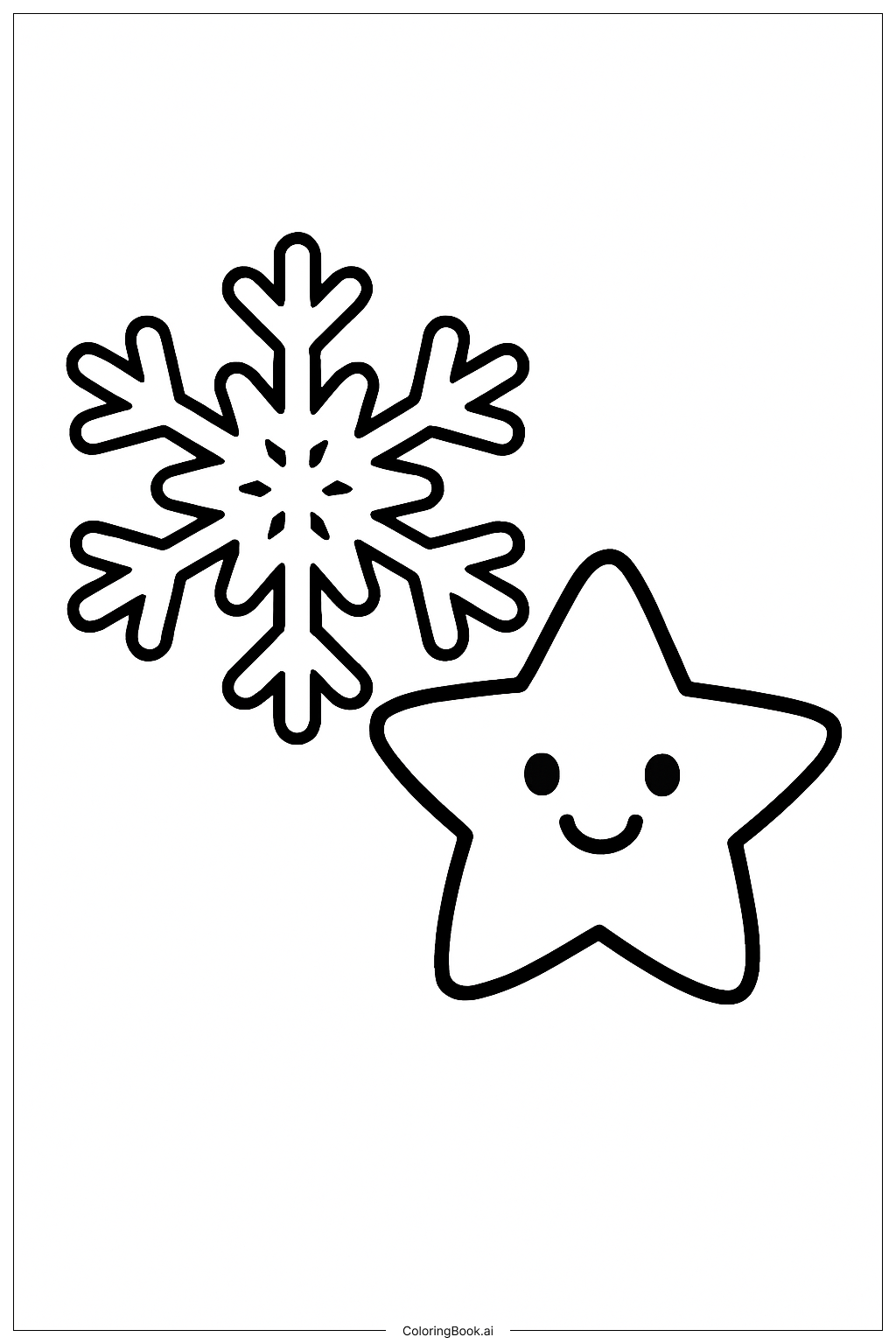 Snowflake And A Little Star Coloring Page (Free PDF&PNG Printable)