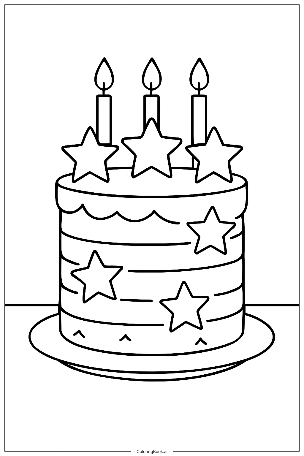 4th of July Star Spangled Cake Coloring Page (Free PDF&PNG Printable)