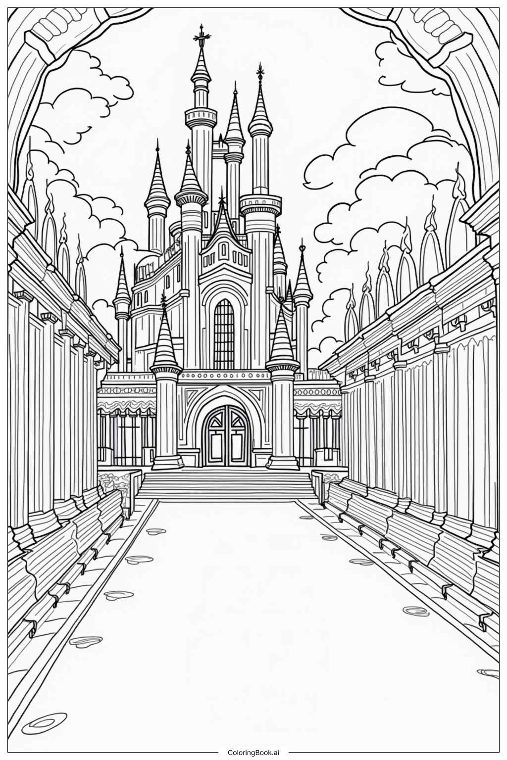 Coloriage Du Château De Glace Gelé Gelé PNG Images | Vecteurs Et