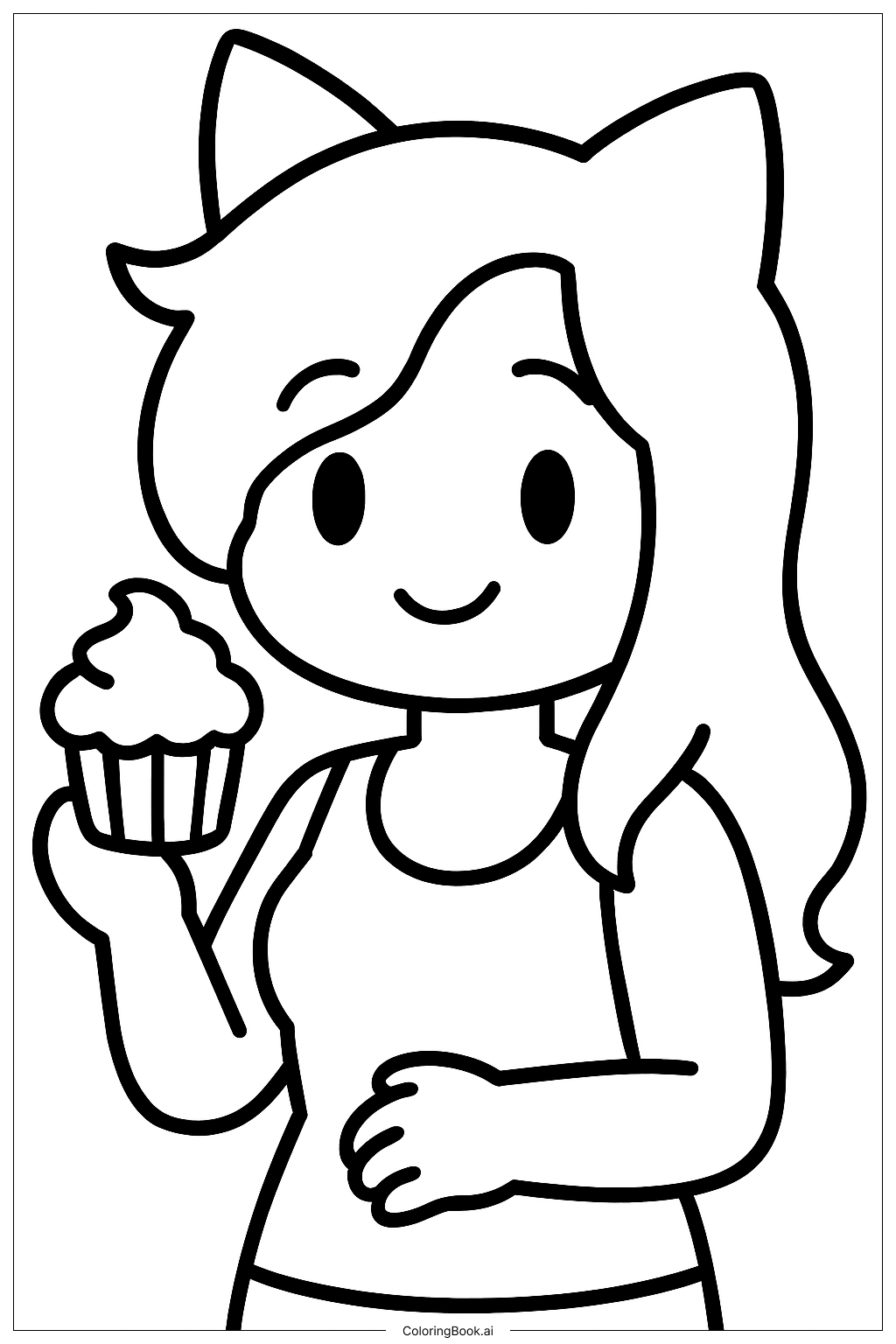 Aphmau Holding One Cupcake Coloring Page Free PDF PNG Printable Aphmau Holding One Cupcake Coloring Page Free PDF PNG Printable