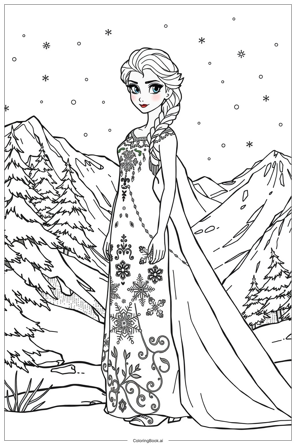 Elsa Mermaid Coloring Pages