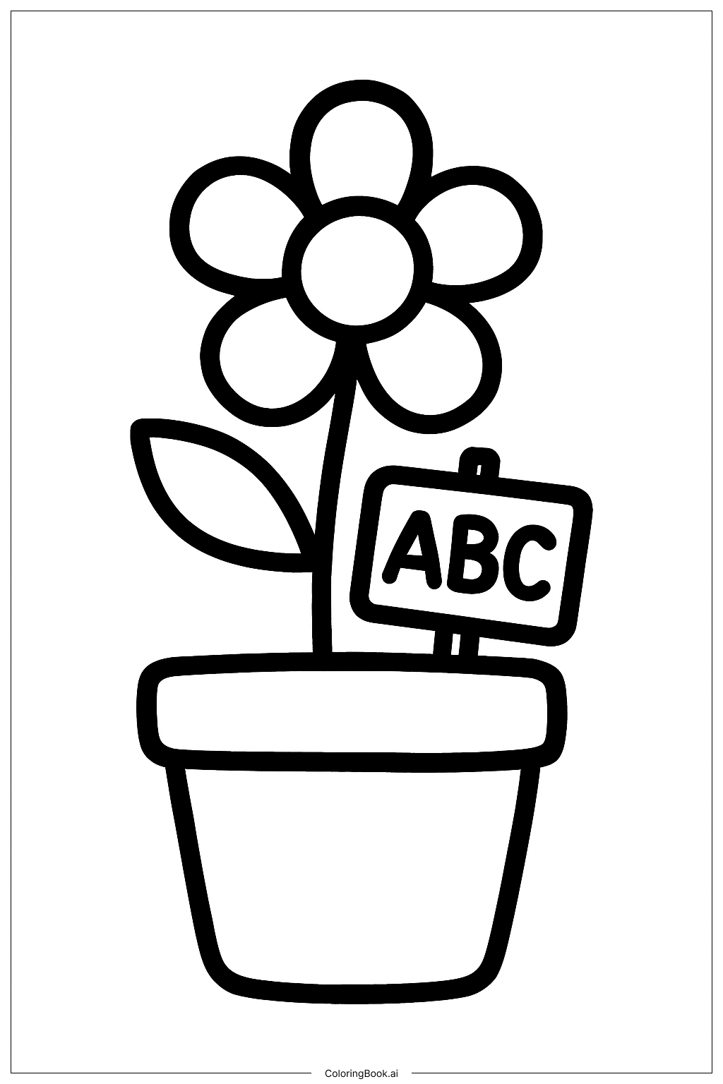 Page de coloriage Pot de Fleurs ABC (PDF & PNG imprimables gratuitement)