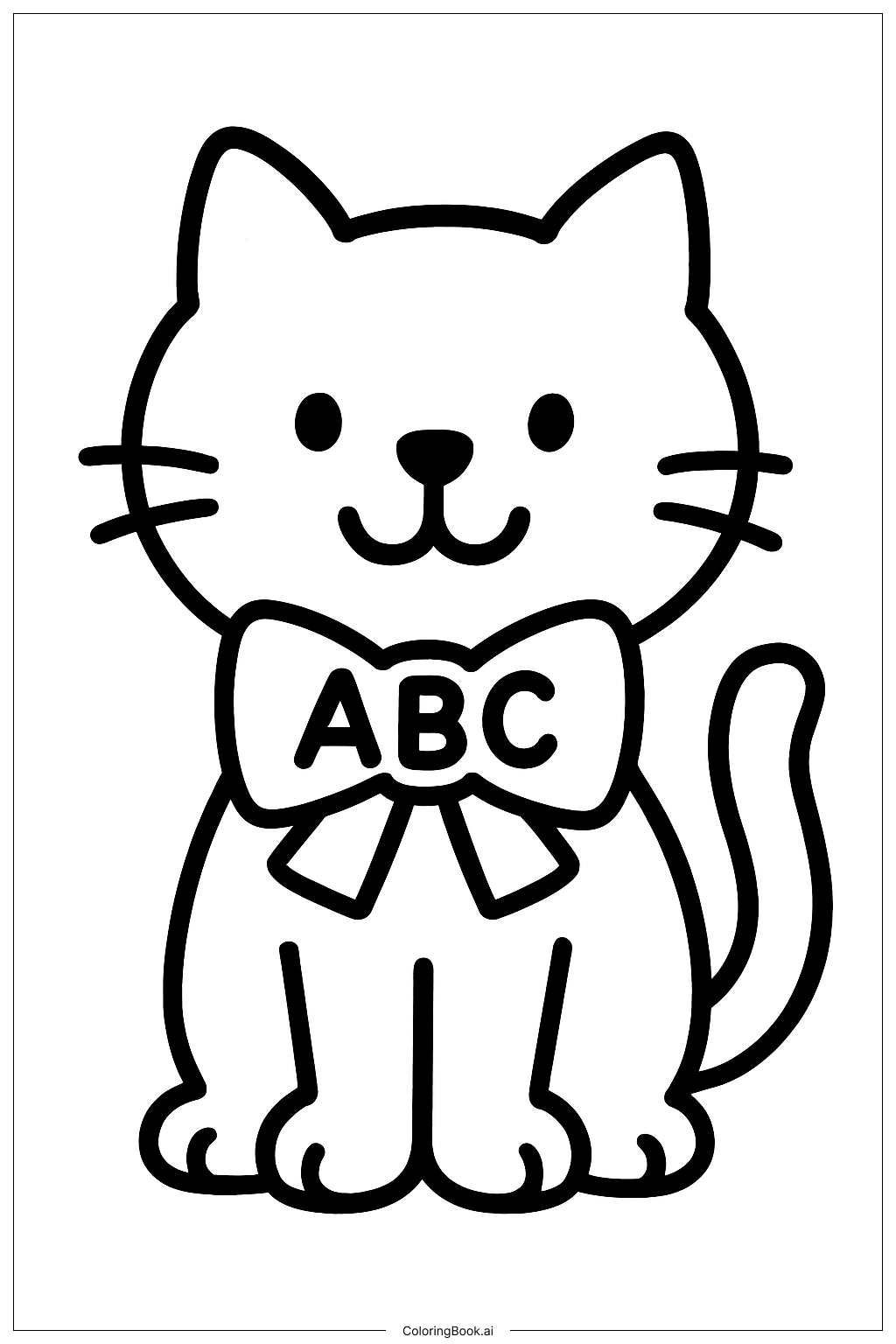 Page de coloriage ABC Chat Heureux (PDF & PNG imprimables gratuitement)