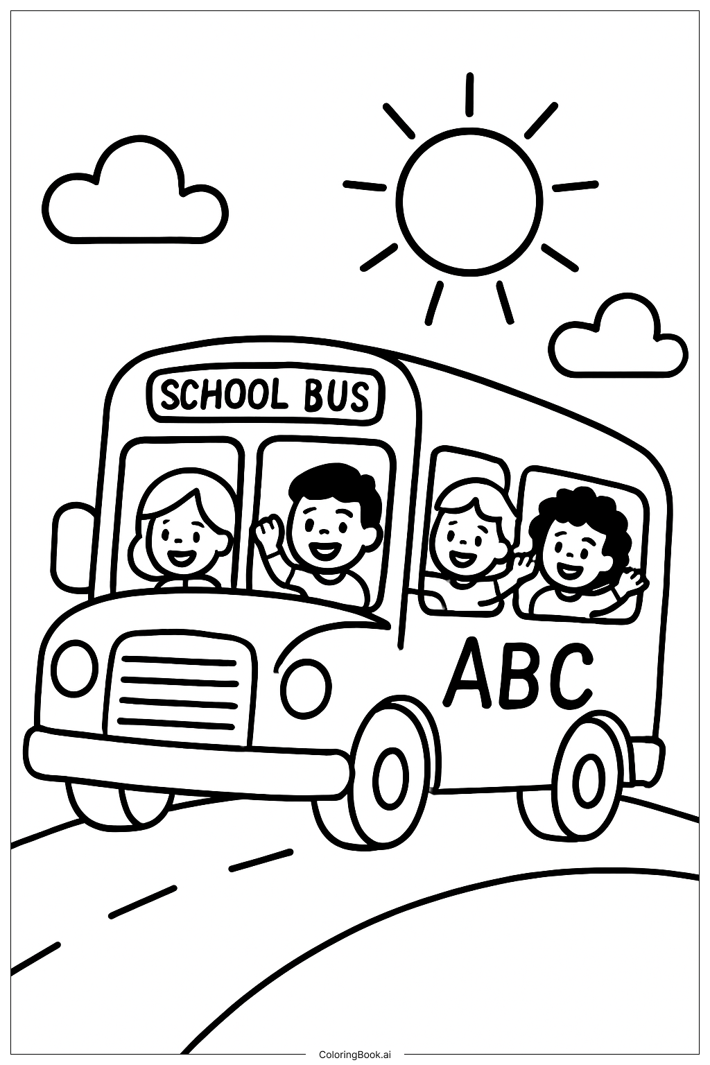 ABC School Bus Coloring Page (Free PDF&PNG Printable)