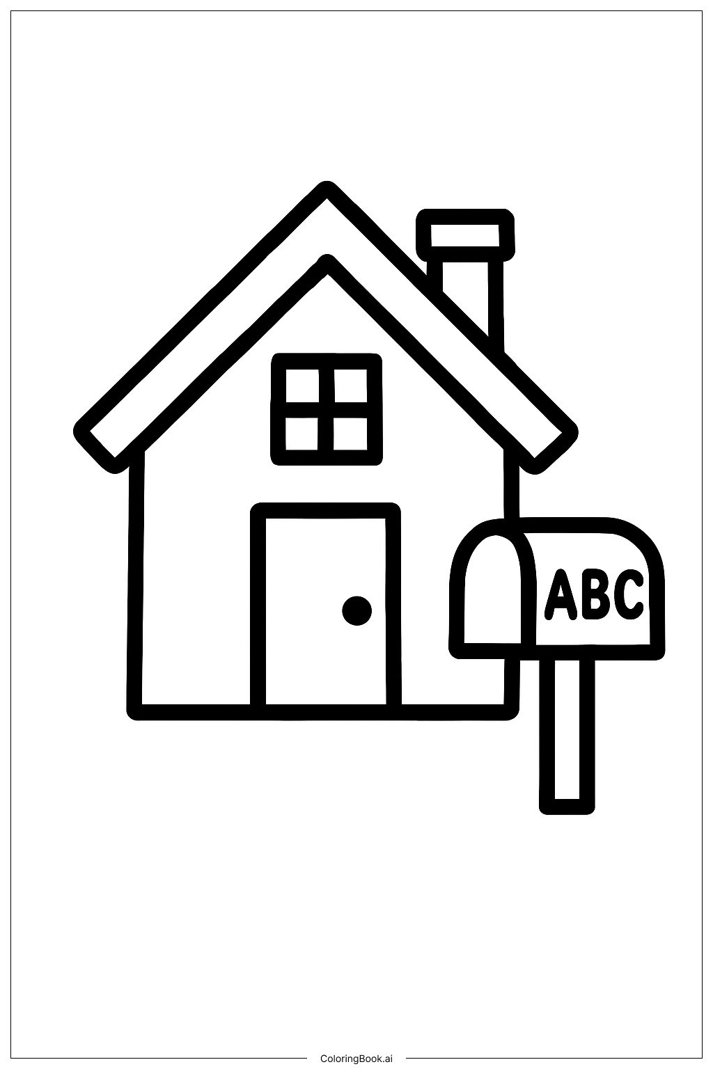 ABC Simple House Coloring Page (Free PDF&PNG Printable)