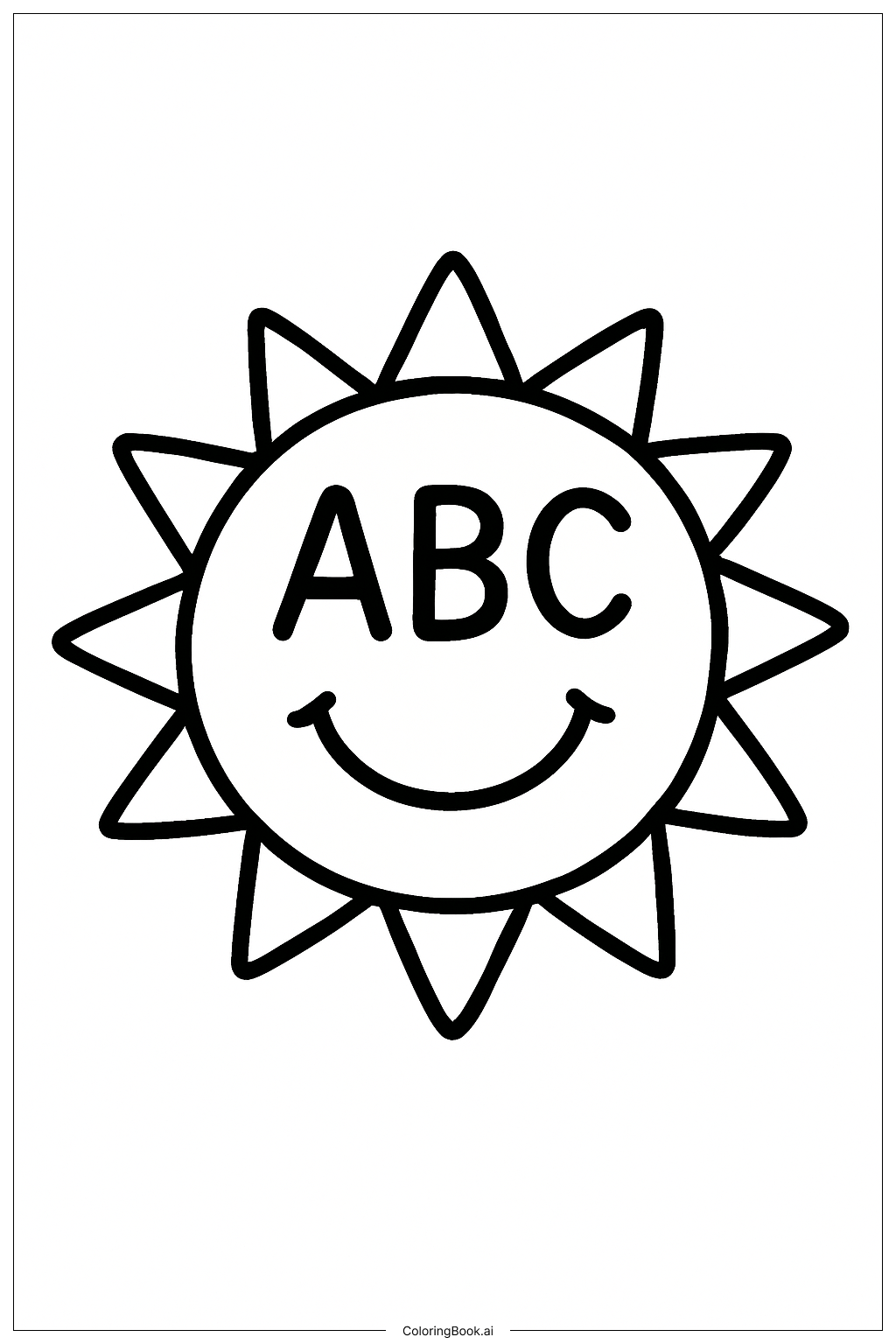Page de coloriage Soleil Sourire ABC (PDF & PNG imprimables gratuitement)
