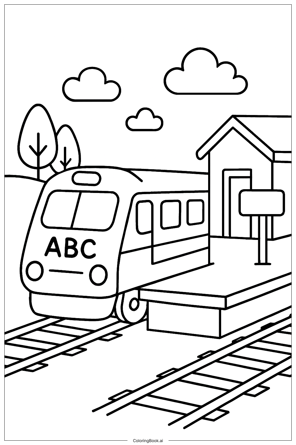ABC Train Station Coloring Page (Free PDF&PNG Printable)