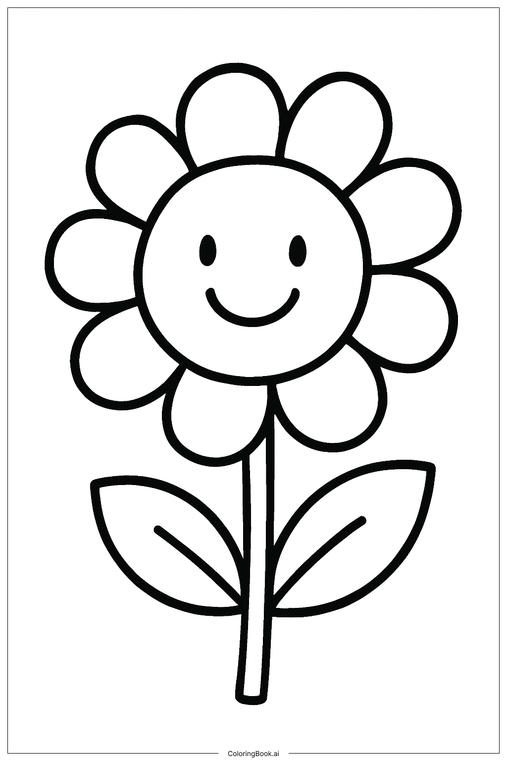 Aesthetic Happy Flower Coloring Page (Free PDF&PNG Printable)