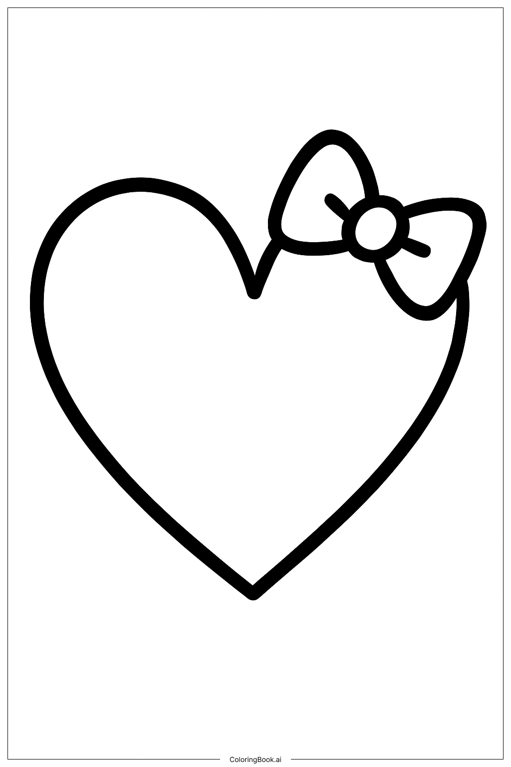 Aesthetic Heart Bow Coloring Page (Free PDF&PNG Printable)