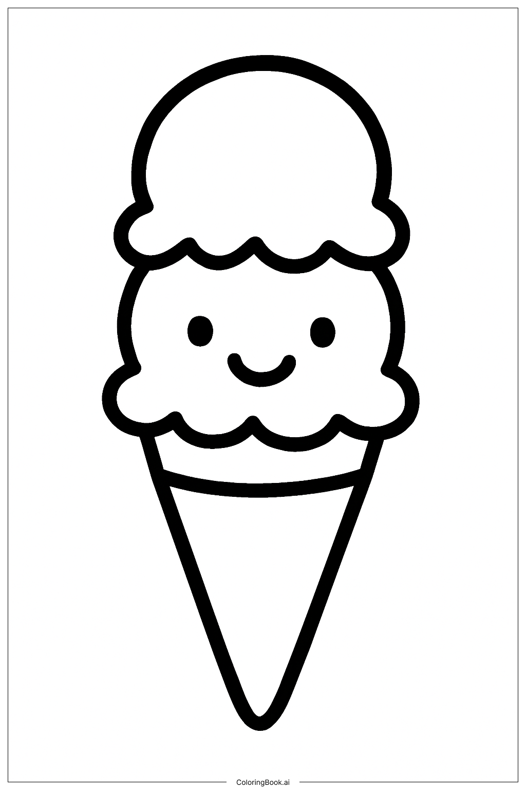 Aesthetic Ice Cream Smile Coloring Page (Free PDF&PNG Printable)