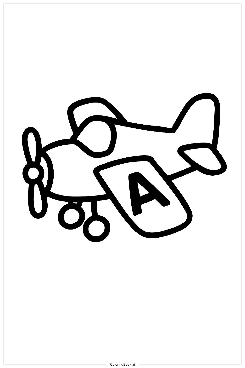 Alphabet Letters Little Plane Coloring Page (Free PDF&PNG Printable)