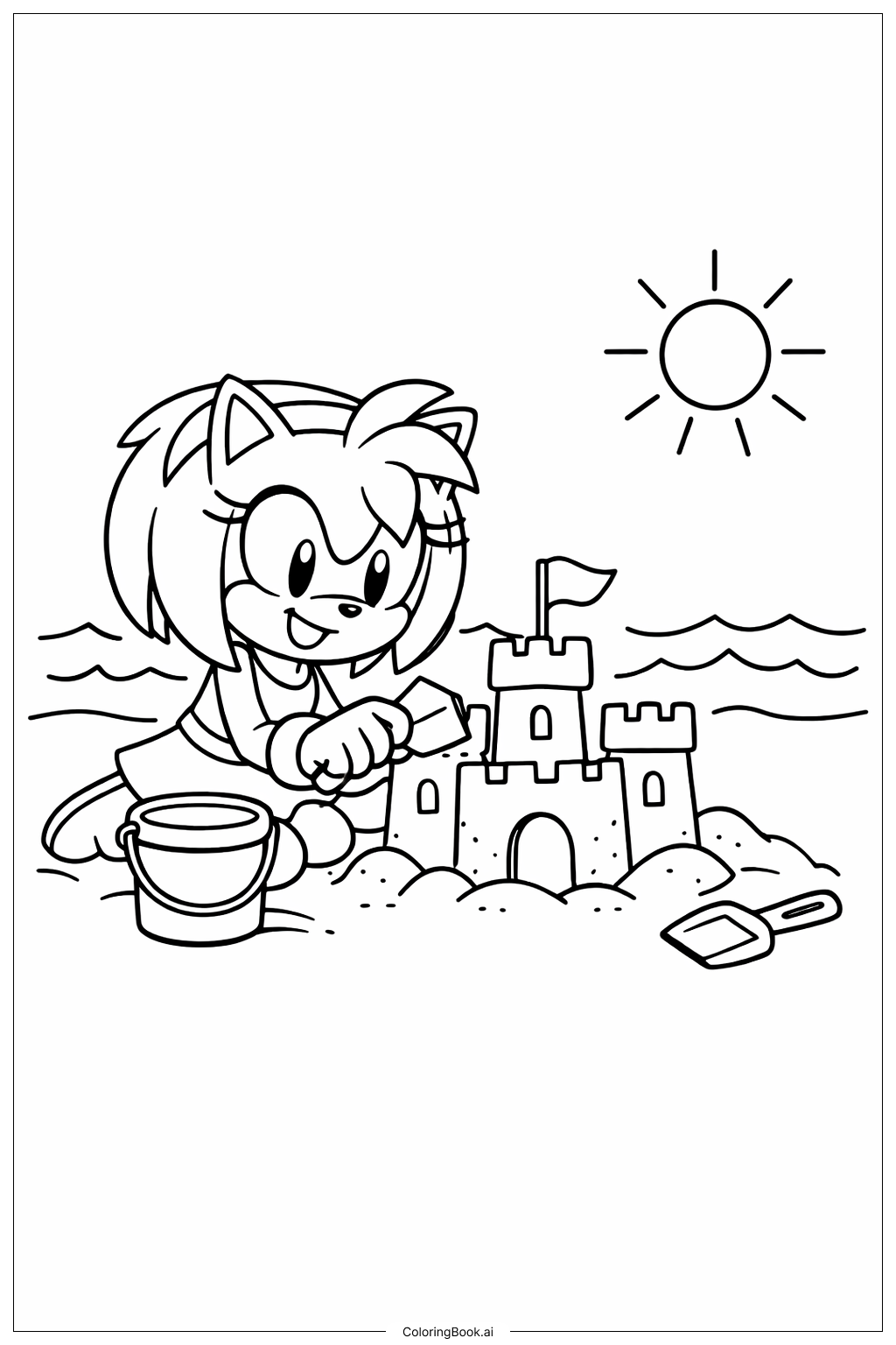 Amy aus Sonic baut eine Sandburg Ausmalbild (Kostenloses PDF & PNG zum ...