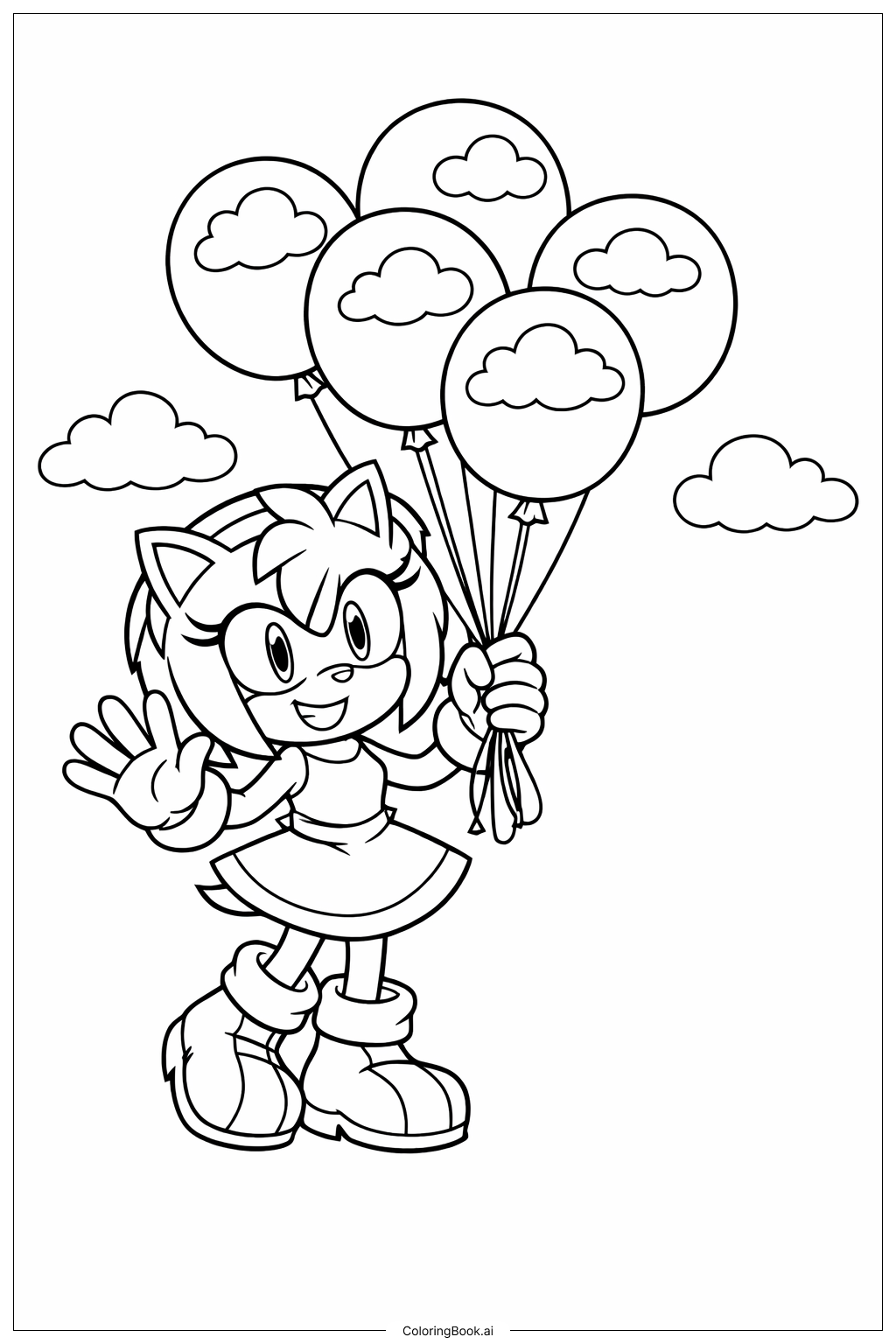 Amy From Sonic Sitting Coloring Page (Free PDF&PNG Printable)