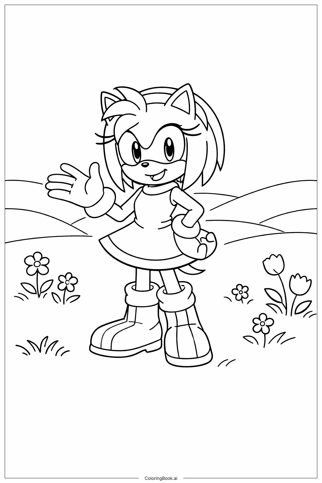 Amy From Sonic At Park Coloring Page (Free PDF&PNG Printable)