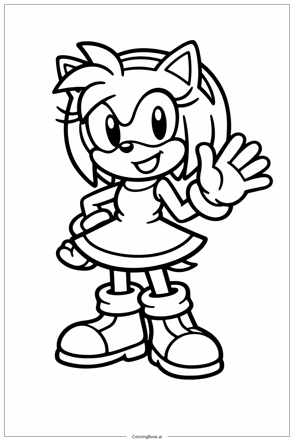 Amy From Sonic Standing Coloring Page (Free PDF&PNG Printable)
