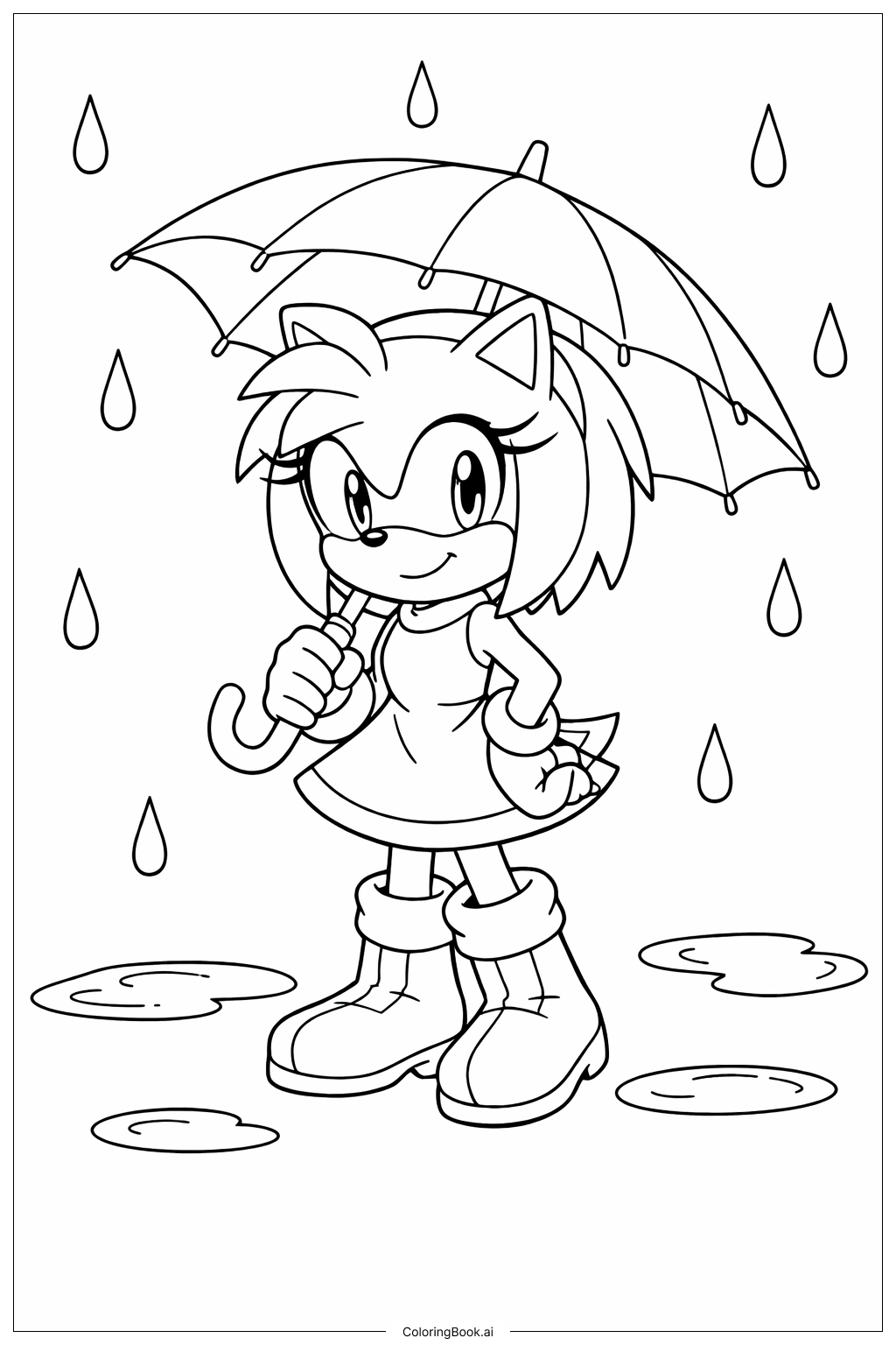 Amy From Sonic At Park Coloring Page (Free PDF&PNG Printable)