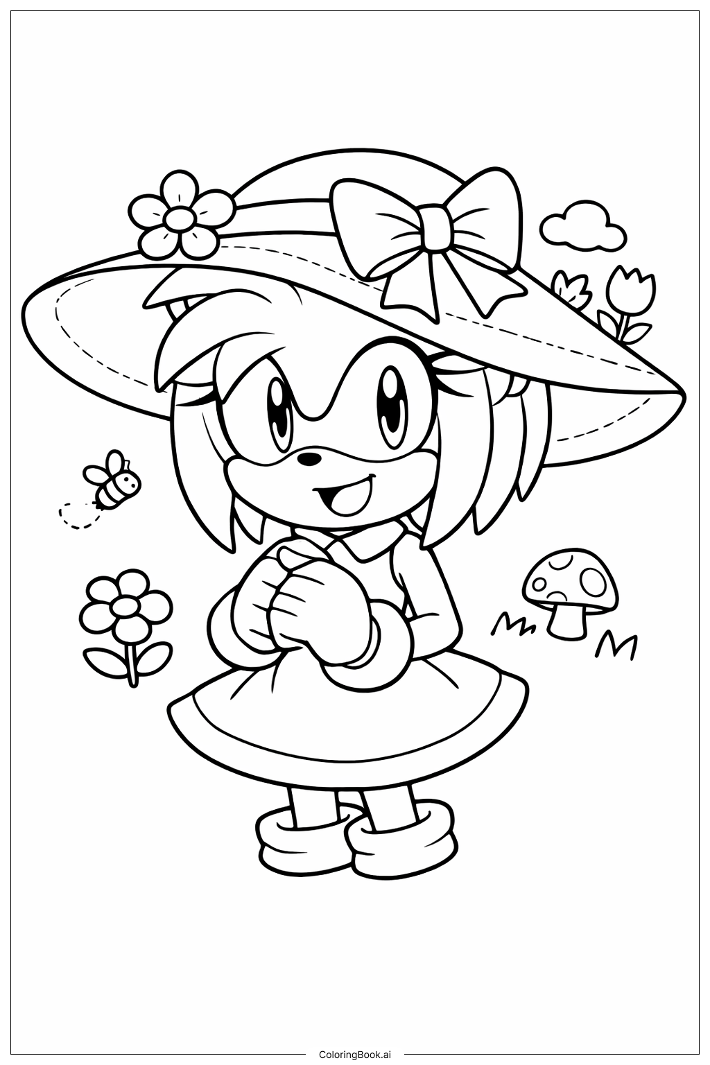 Amy From Sonic At Park Coloring Page (Free PDF&PNG Printable)