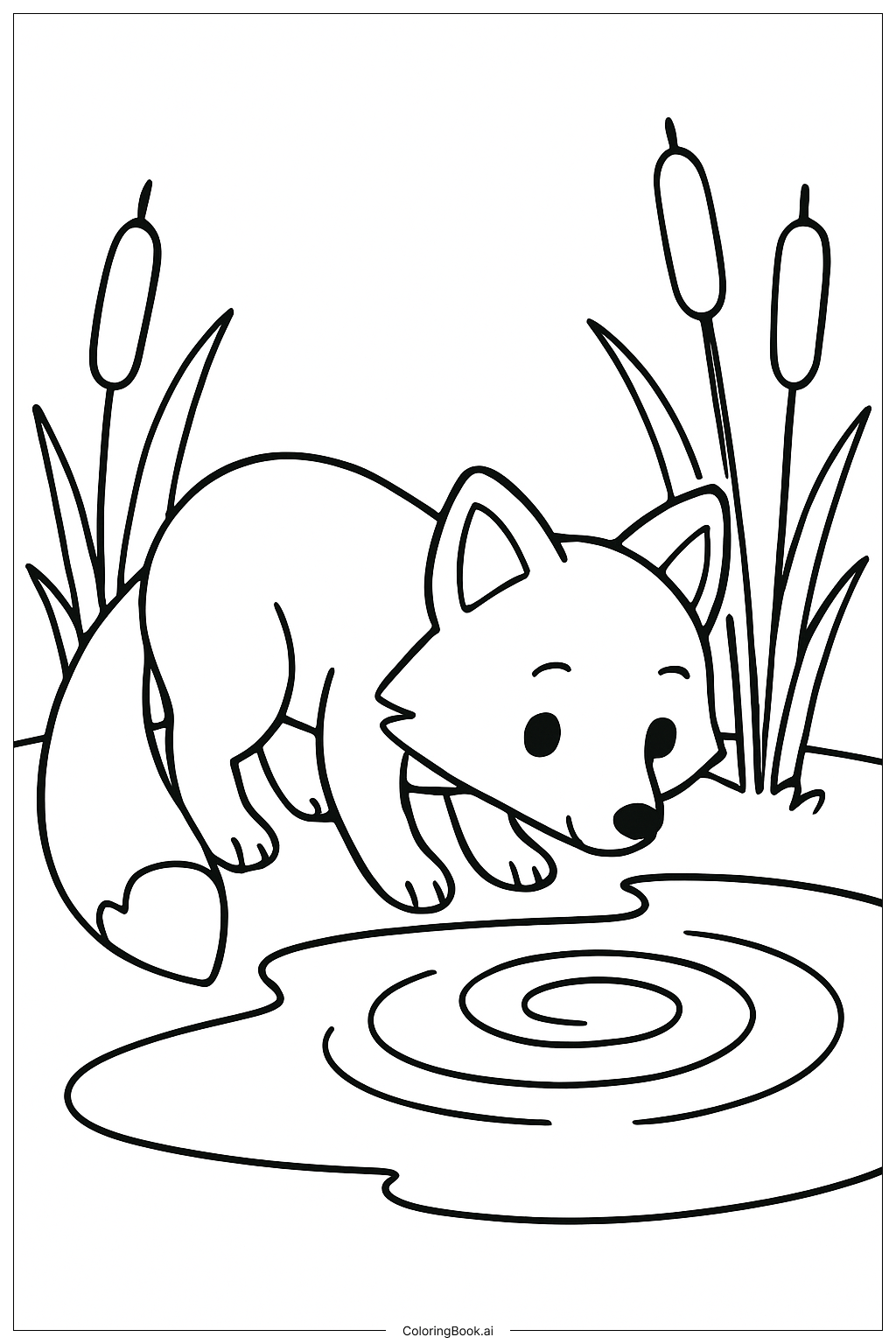 Animal At Pond Coloring Page (Free PDF&PNG Printable)