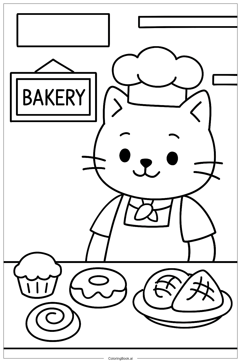 Animal Bakery Shop Coloring Page (Free PDF&PNG Printable)