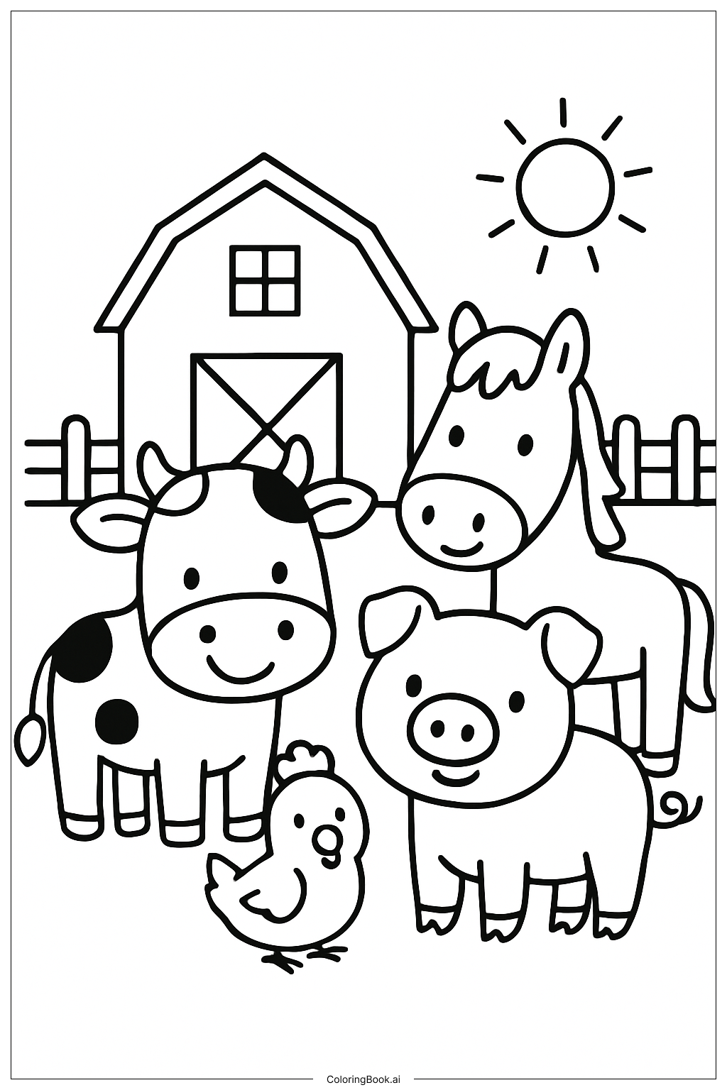 Animal Farm Scene Coloring Page (Free PDF&PNG Printable)