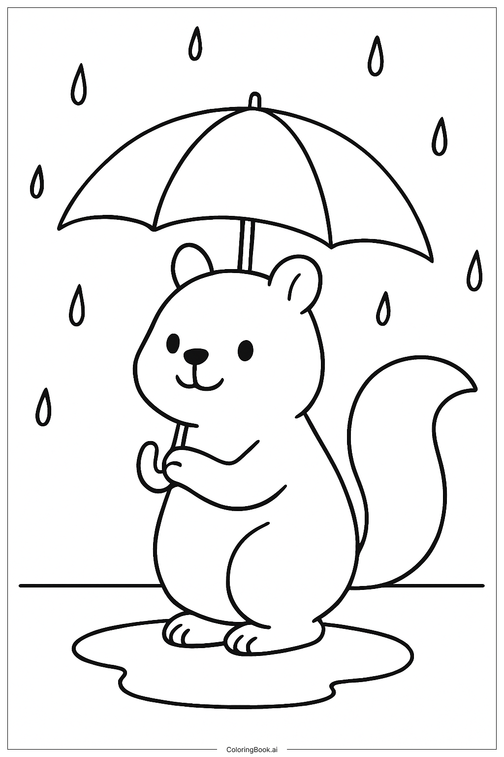 Animal Rainy Day Coloring Page (Free PDF&PNG Printable)