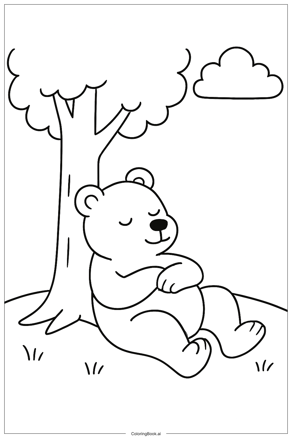 Animal Under Tree Coloring Page (Free PDF&PNG Printable)