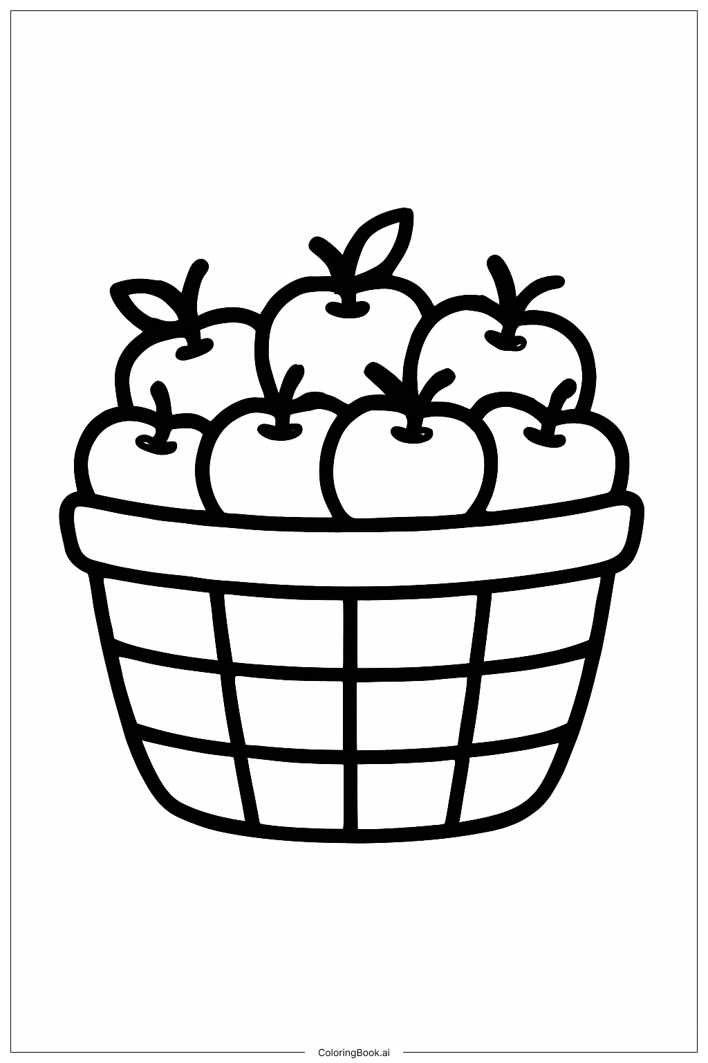 Apfelkorb Herbst Ausmalbild (Kostenloses PDF & PNG zum Ausdrucken)