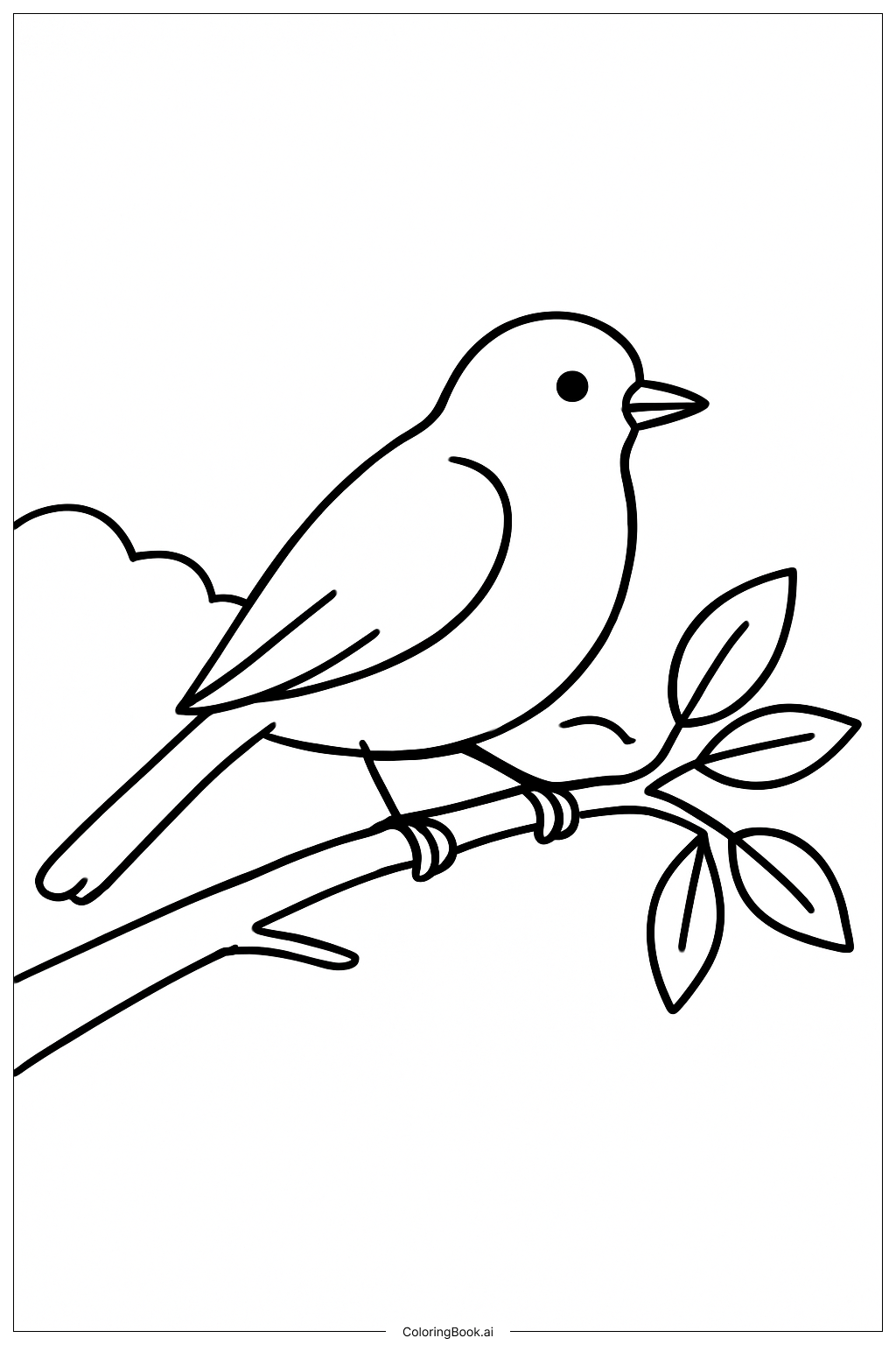 Página de Colorir Pássaro de Outono no Galho (PDF & PNG Imprimíveis Grátis)