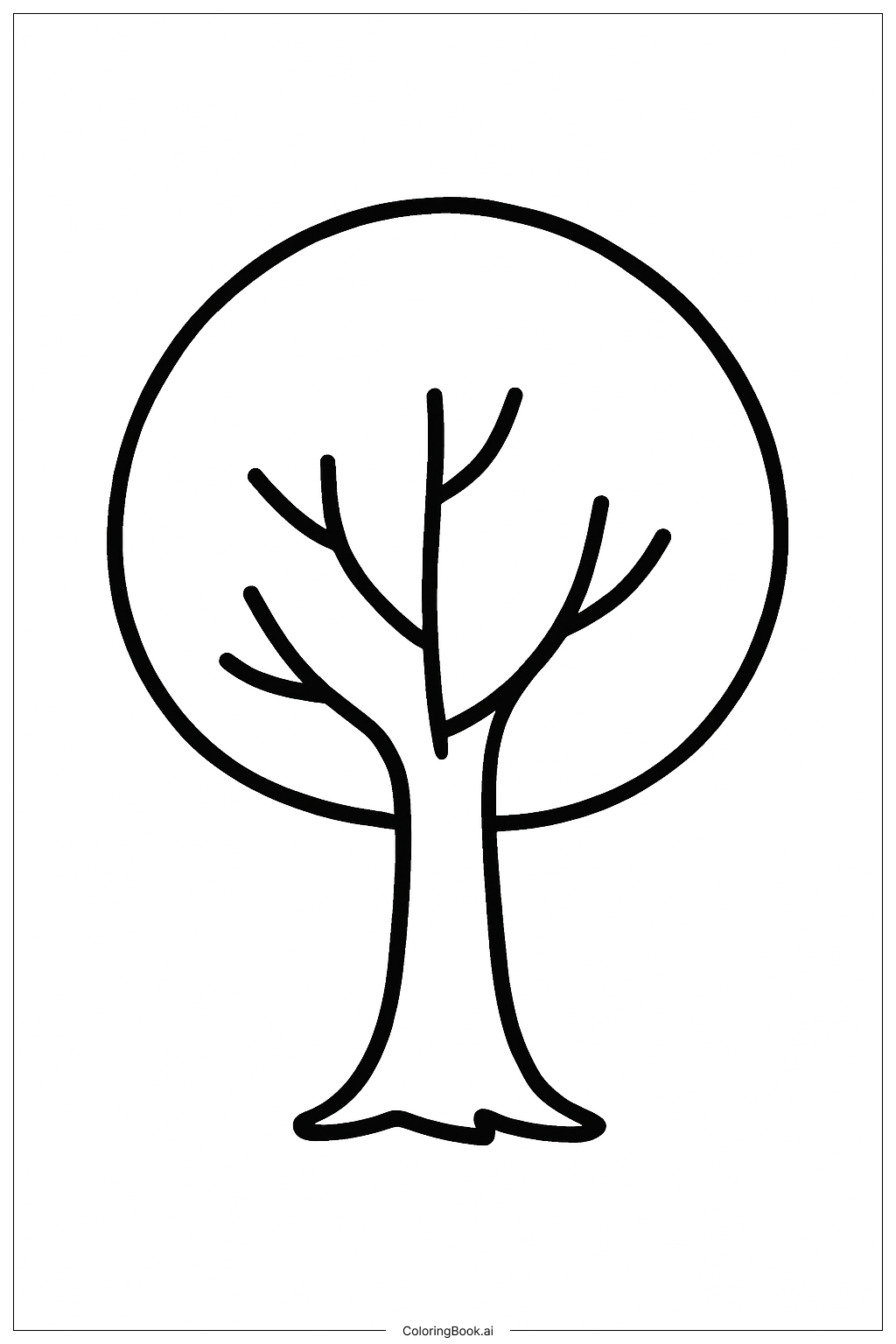 Autumn Round Tree Coloring Page (Free PDF&PNG Printable)