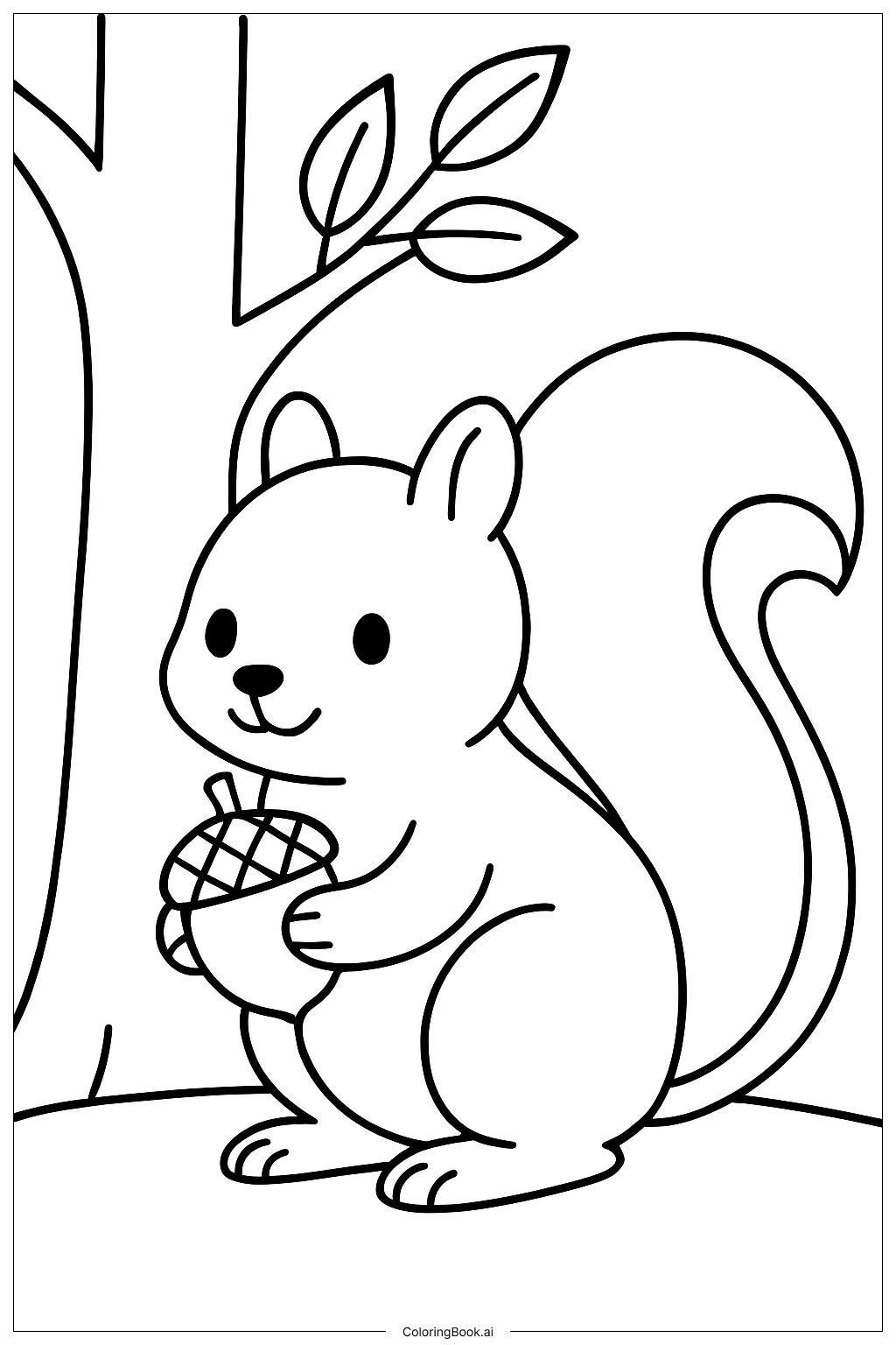 Página de Colorir Esquilo de Outono Recolhendo (PDF & PNG Imprimíveis ...