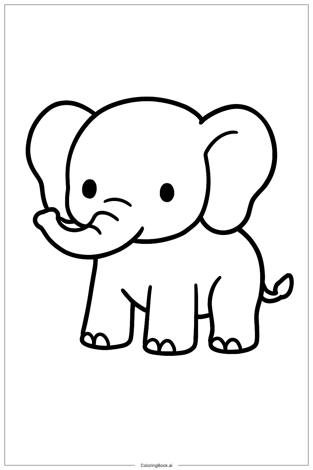 Baby Animal Elephant Coloring Page (Free PDF&PNG Printable)