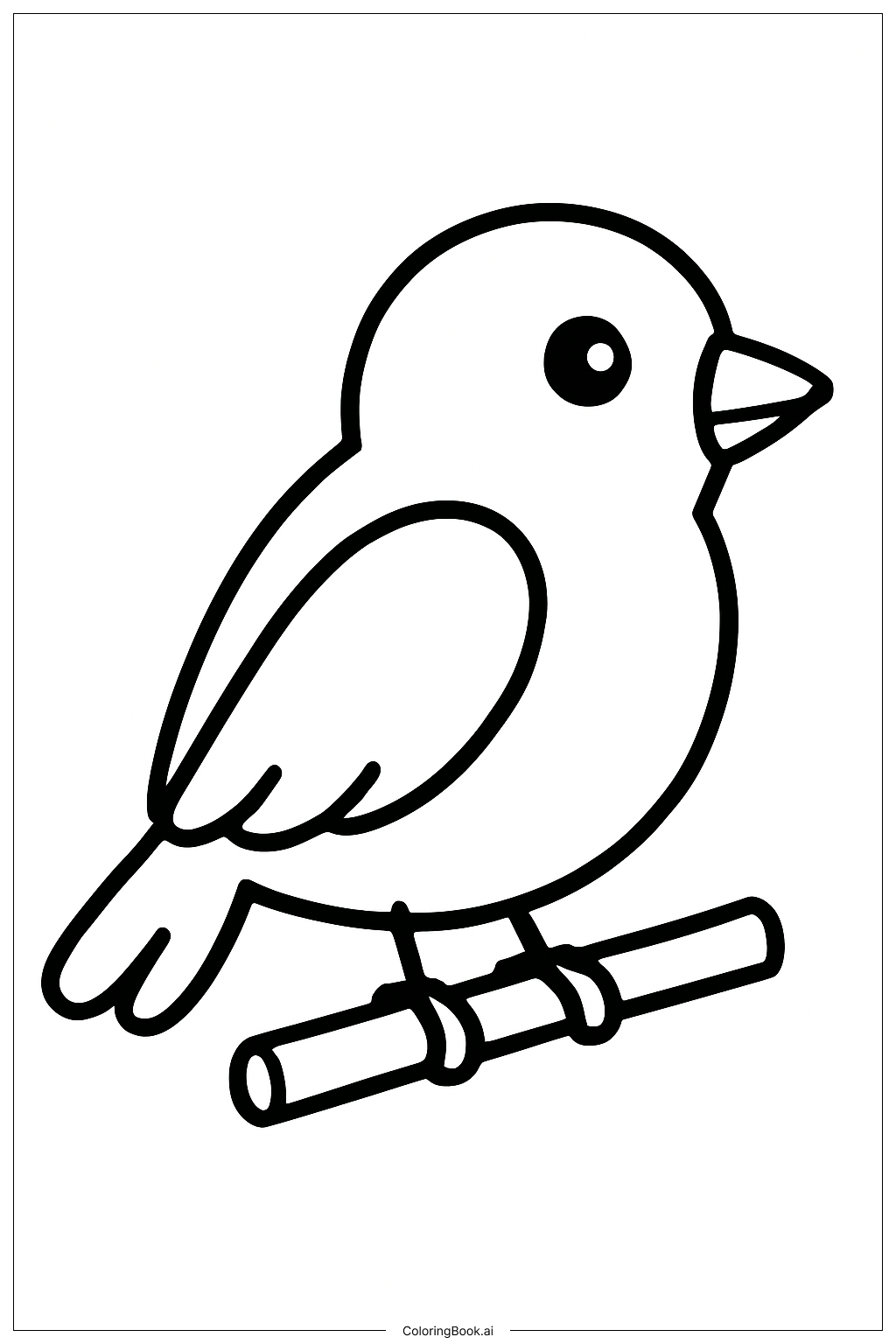 Bird Animal Perched Coloring Page (Free PDF&PNG Printable)