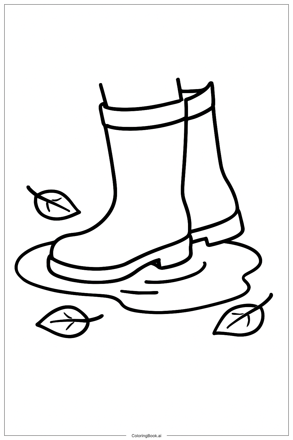 Page de coloriage Bottes dans une flaque en automne (PDF & PNG ...
