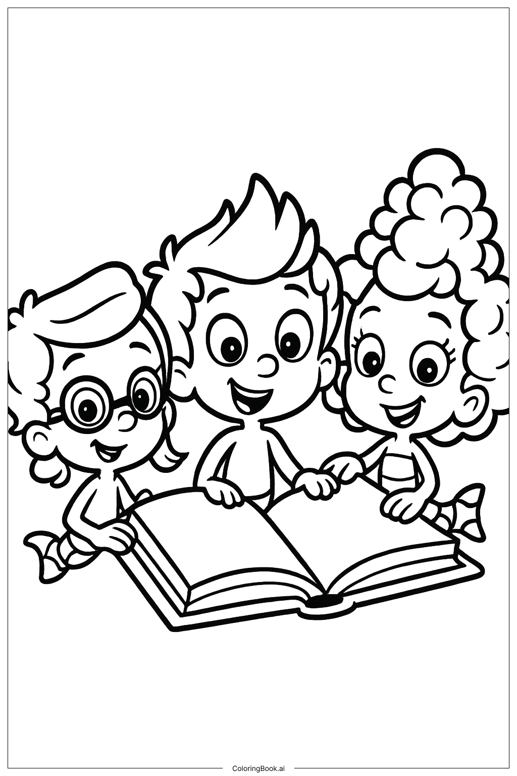 Bubble Guppies Reading Book Coloring Page (Free PDF&PNG Printable)