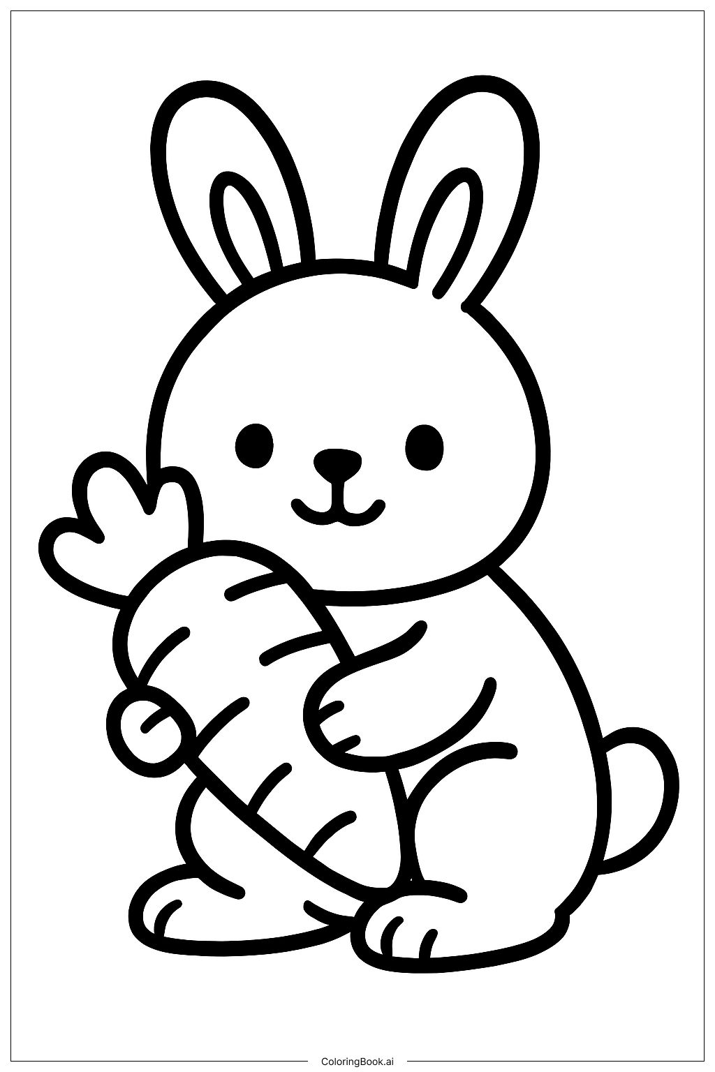 Bunny Animal With Carrot Coloring Page (Free PDF&PNG Printable)
