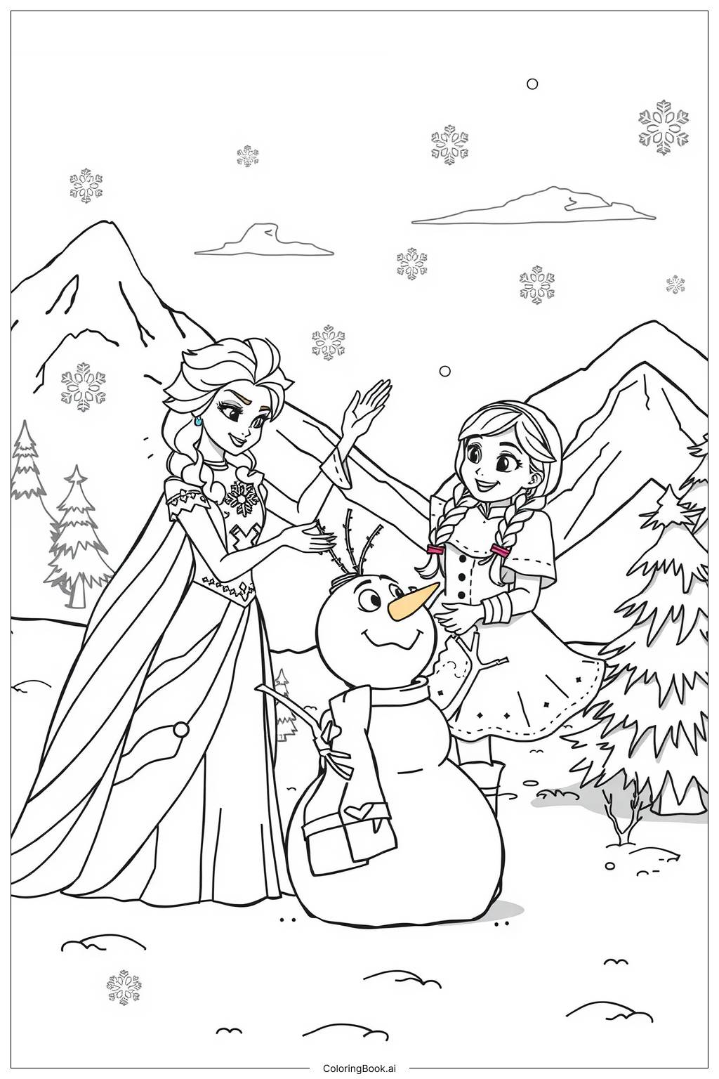 Elsa's Friendship Adventure with Anna -2 Coloring Page (Free PDF&PNG ...