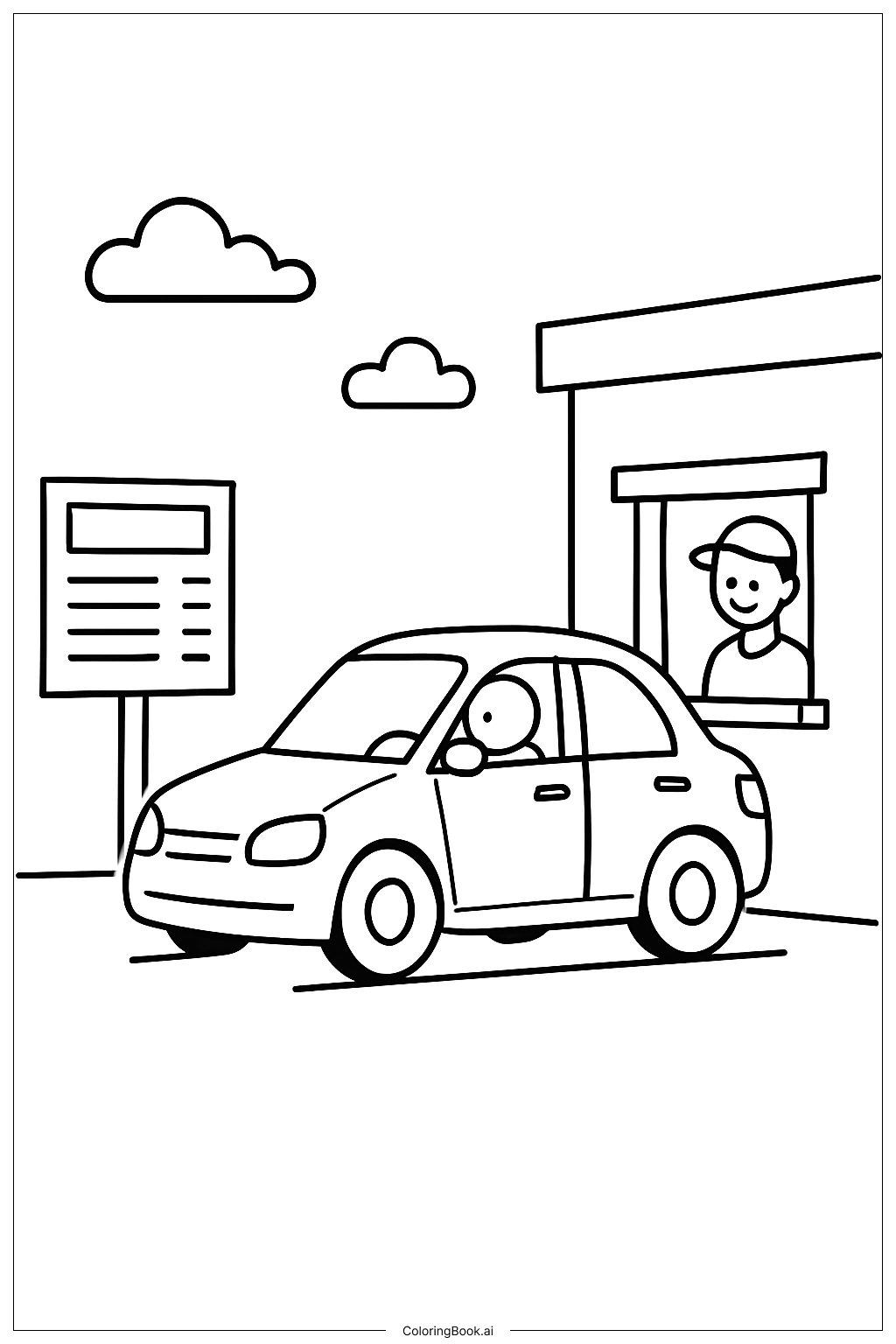 Convertible Car At Sunset Coloring Page (Free PDF&PNG Printable)