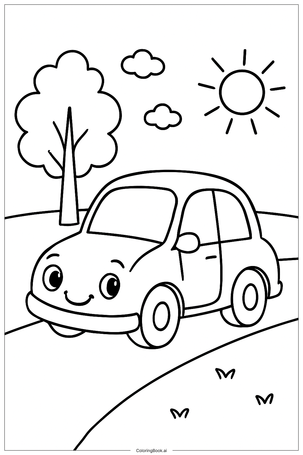 Car At The Park Coloring Page (Free PDF&PNG Printable)