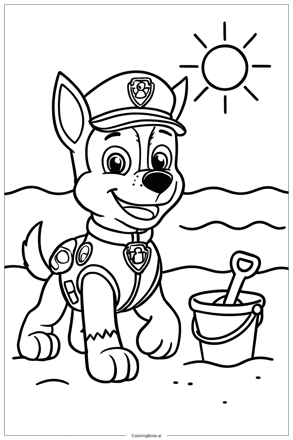 Chase Paw Patrol am Strand Ausmalbild (Kostenloses PDF & PNG zum ...