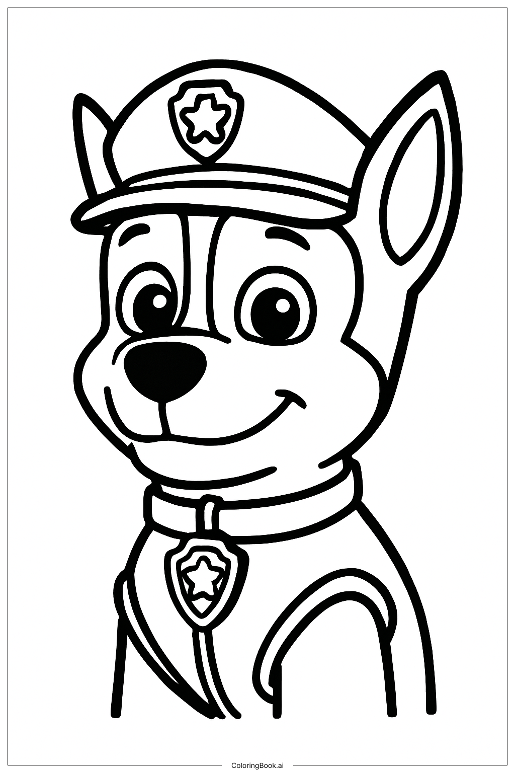 Chase Paw Patrol In Police Hat Coloring Page (Free PDF&PNG Printable)