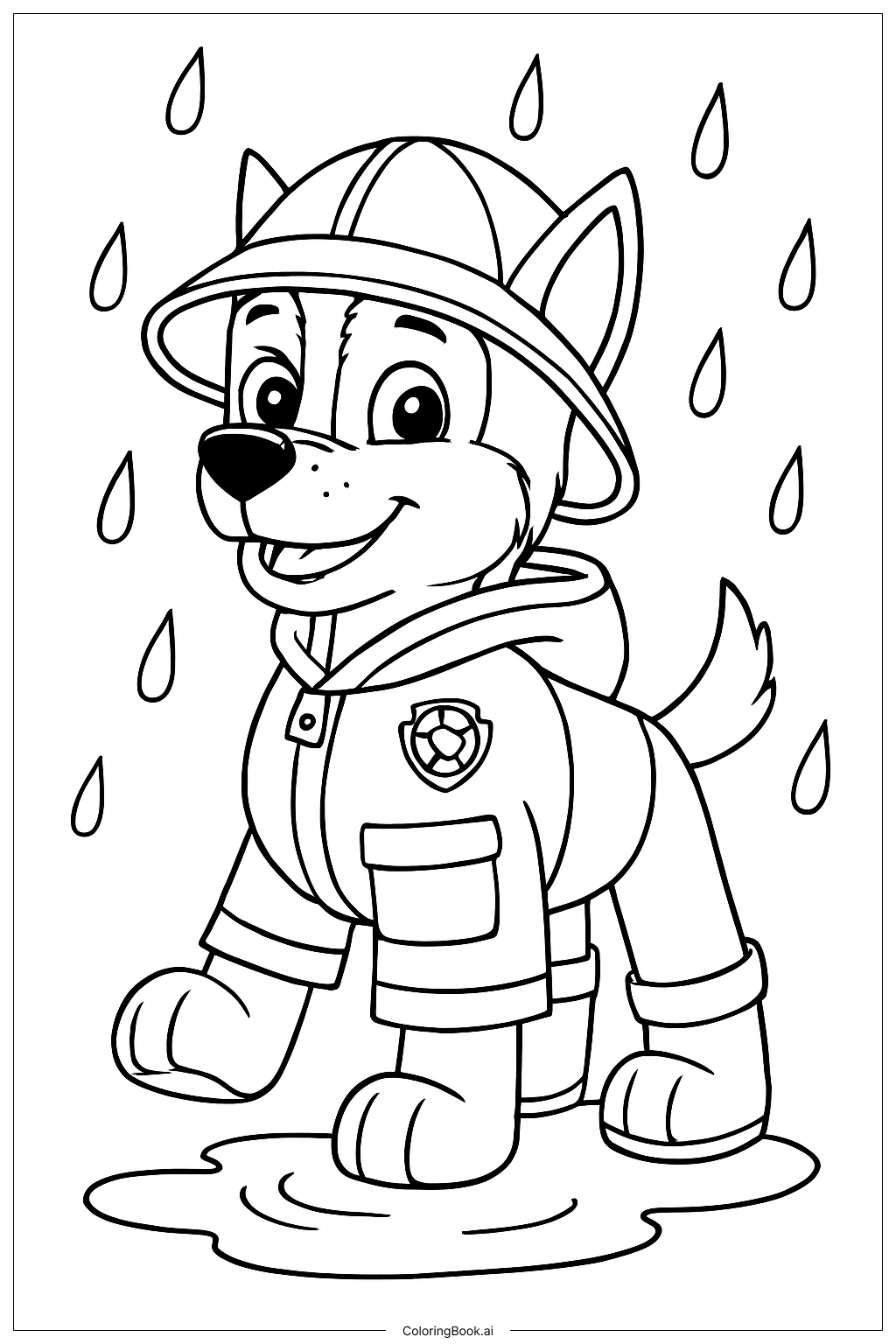 Chase Paw Patrol im Regenmantel Ausmalbild (Kostenloses PDF & PNG zum ...
