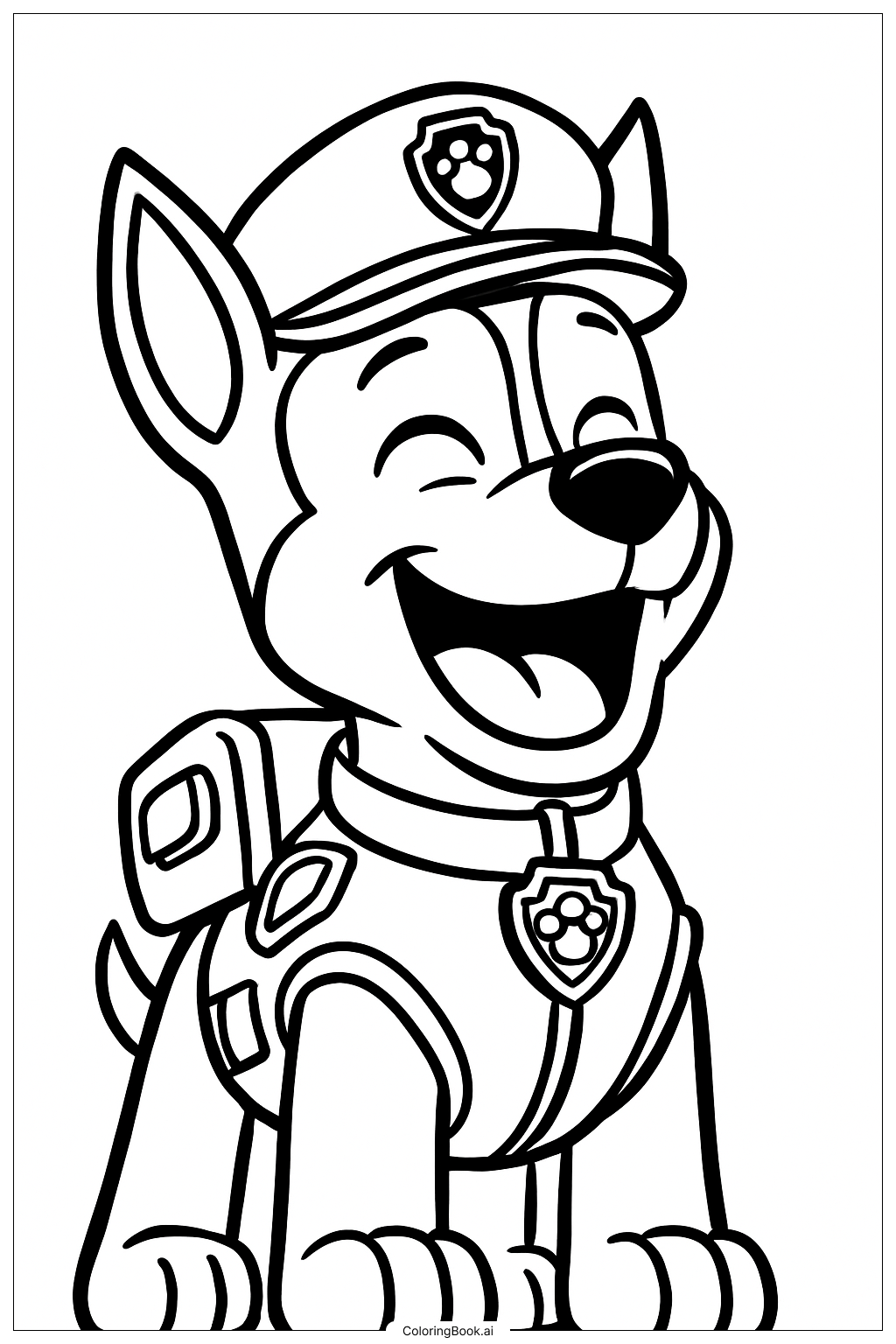 Chase Paw Patrol Lachen Ausmalbild (Kostenloses PDF & PNG zum Ausdrucken)
