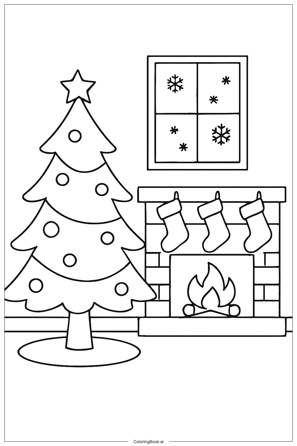 Página para colorear Escena de Salón Navideño (Descarga gratuita en PDF ...