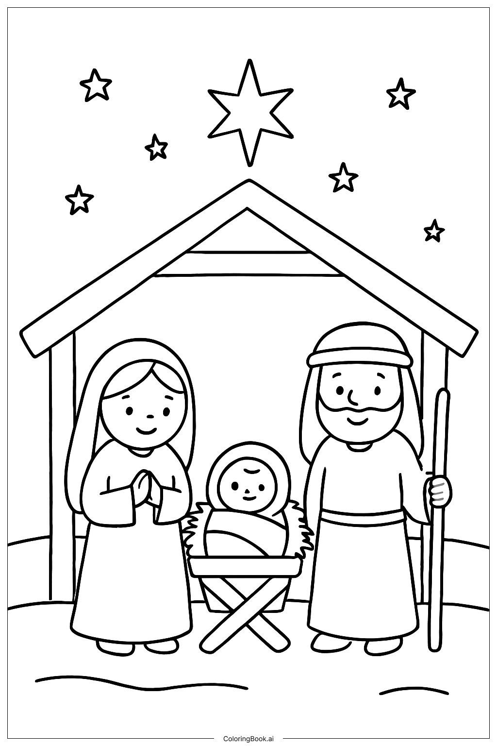 Christmas Nativity Scene Coloring Page (Free PDF&PNG Printable)