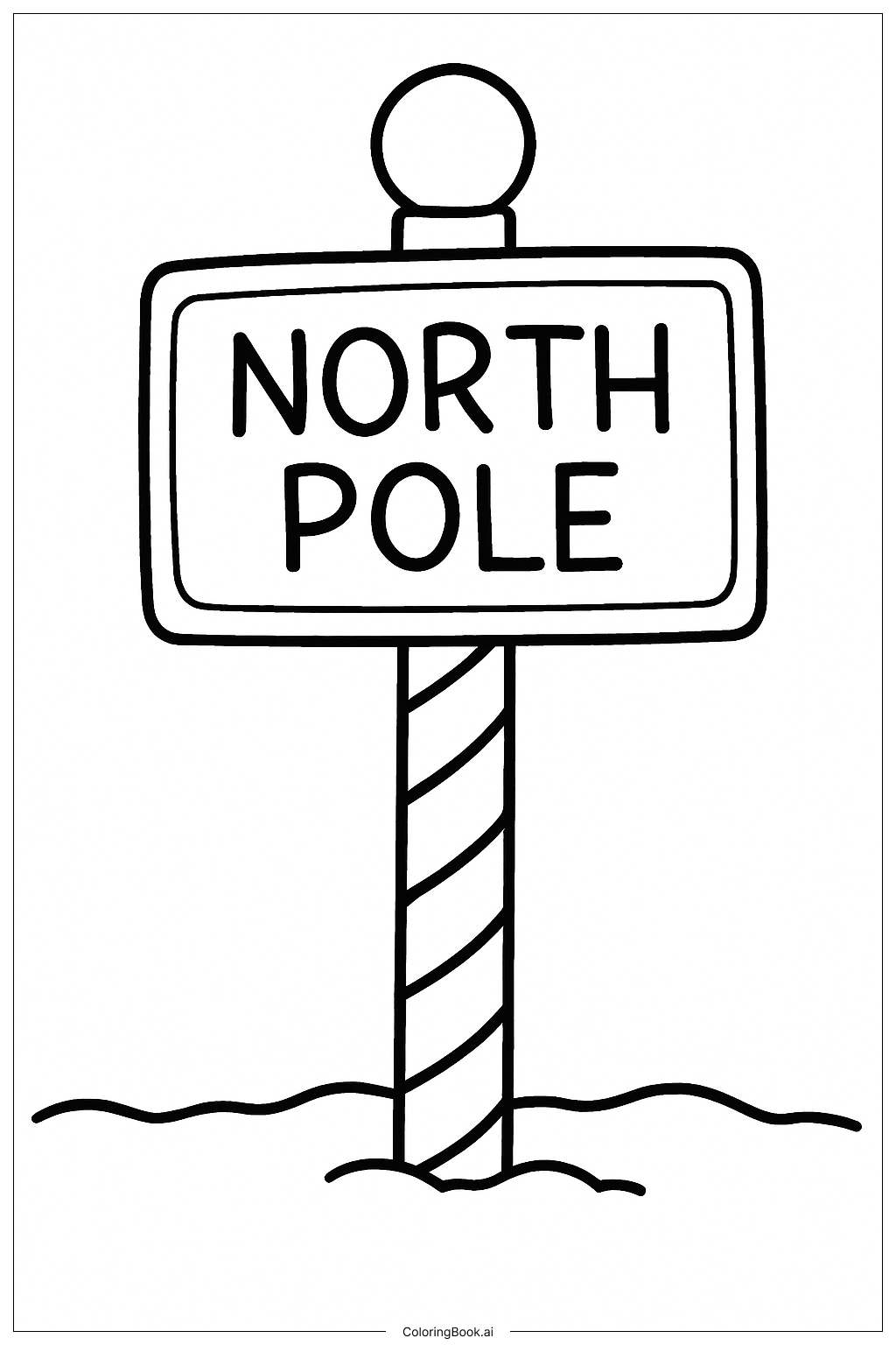 Christmas North Pole Sign Coloring Page (Free PDF&PNG Printable)