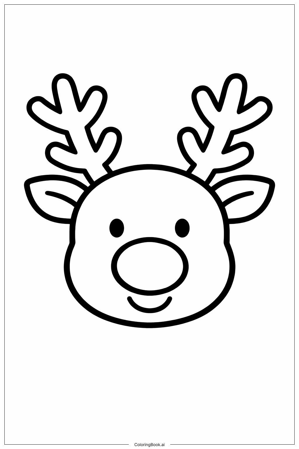 Christmas Reindeer Head Coloring Page (Free PDF&PNG Printable)