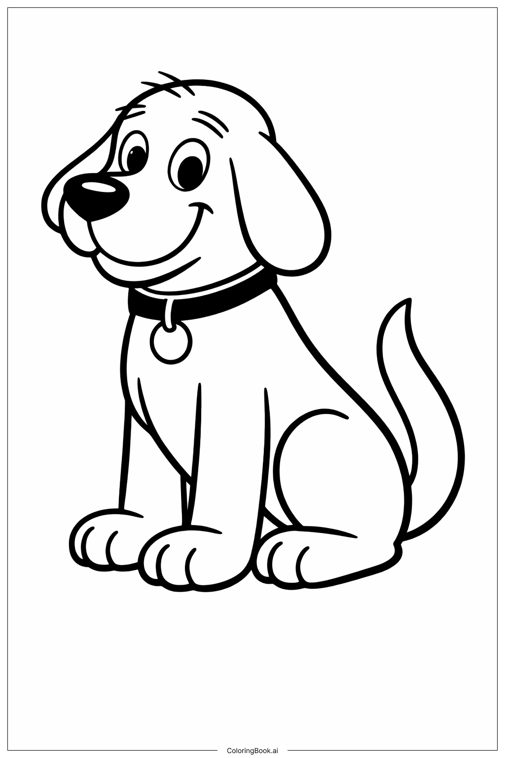 Clifford The Big Red Dog Wearing Collar Coloring Page (Free PDF&PNG ...
