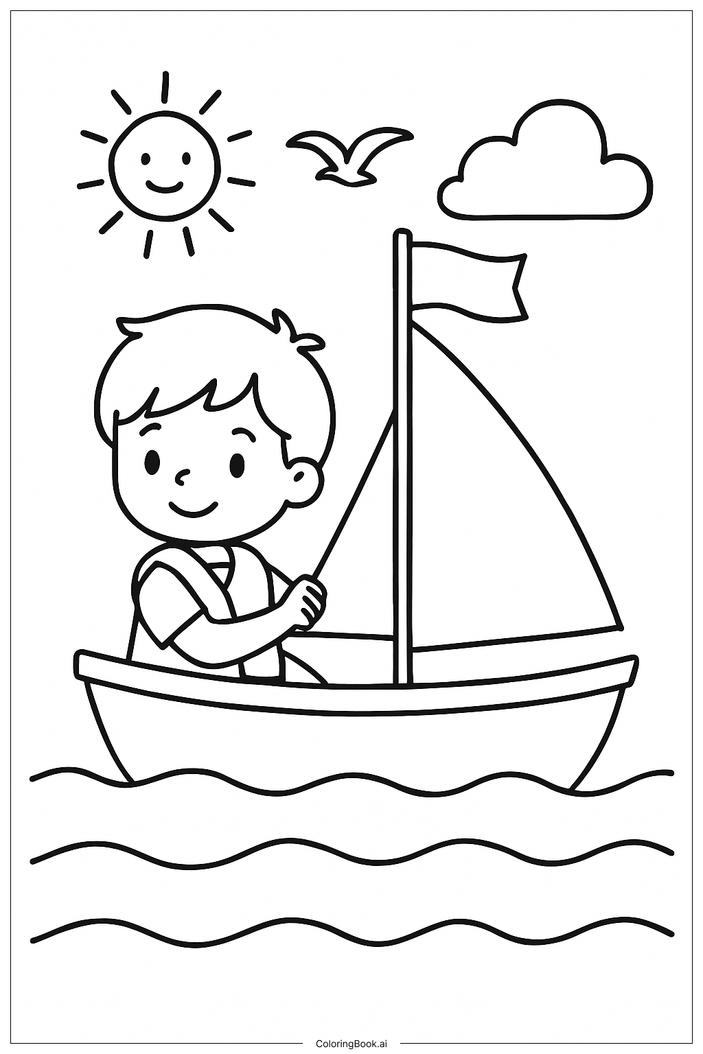 Cool Boat Ride Coloring Page (Free PDF&PNG Printable)