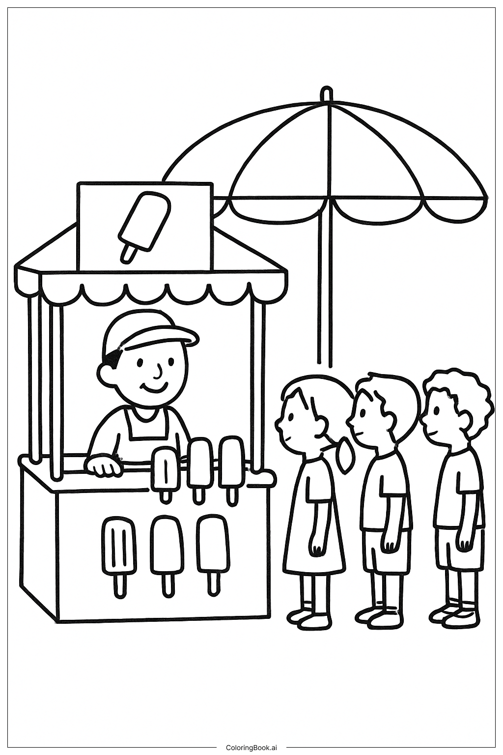 Cool Ice Pop Stand Coloring Page (Free PDF&PNG Printable)